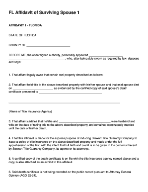 Fillable Online FL Affidavit of Surviving Spouse 1 Fax Email Print ...
