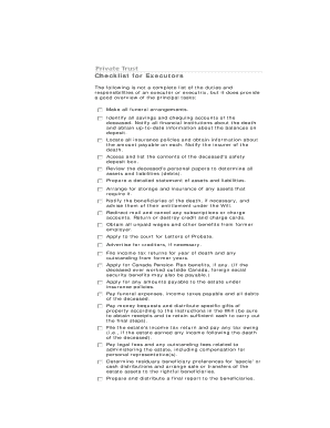 Fillable Online TD Waterhouse - Private Trust - Executor Checklist Fax ...
