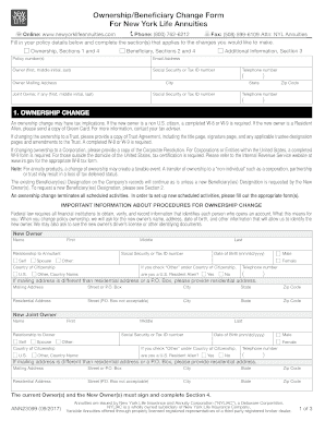Fillable Online Ownership/Beneficiary Change Form Fax Email Print ...