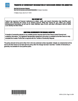 Fillable Online transfer of ownership/designation of successor ...