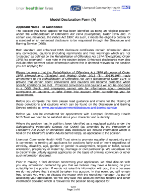 Model Declaration (A) Doc Template | pdfFiller