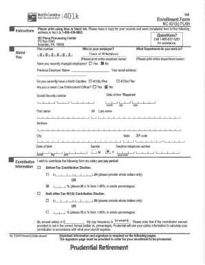 Fillable Online NC 401 k PLAN Fax Email Print - pdfFiller