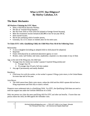 What is EITC Due Diligence Doc Template | pdfFiller