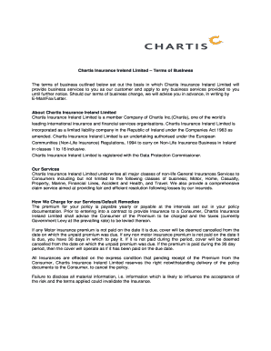 Fillable Online Chartis Insurance Ireland Limited Terms of Business Fax ...