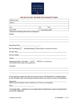 Fillable Online DISCRETIONARY DISTRIBUTION REQUEST FORM Fax Email Print ...