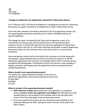 Fillable Online Changes to settlement visa applications submitted in ...