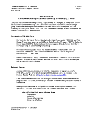 Environment Rating Scale (ERS) Summary of Findings (CD 4002) Doc ...