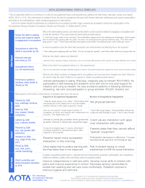 Fillable Online AOTA OCCUPATIONAL PROFILE Fax Email Print - pdfFiller