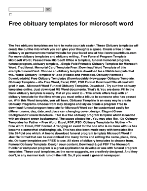 Fillable Online Free obituary templates for microsoft word Fax Email ...