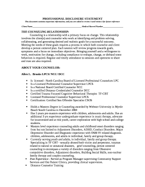 professional disclosure statement template Doc Template | pdfFiller