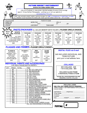 Fillable Online SPORTS PICTURES ORDER FORM Fax Email Print - pdfFiller