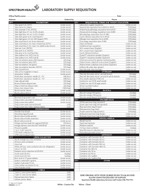 Fillable Online LABORATORY SUPPLY REQUISITION Fax Email Print - pdfFiller