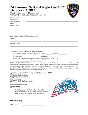 Fillable Online Official Block Party Registration Form Fax Email Print ...