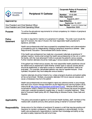 Fillable Online Peripheral IV Catheter Fax Email Print - pdfFiller