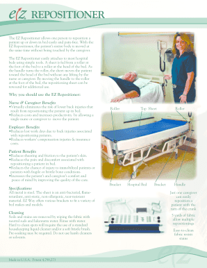 Fillable Online The EZ Repositioner allows one person to reposition a ...