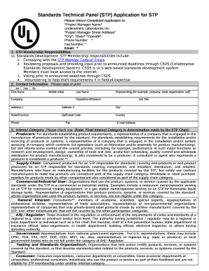 Standards Technical Panel (STP) Application for STP Doc Template | pdfFiller