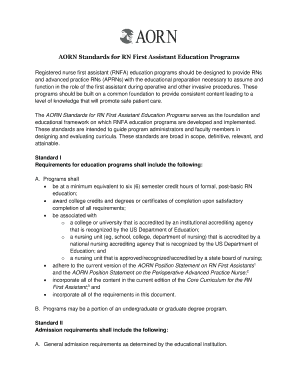 Fillable Online AORN Standards for RN First Assistant Education ...