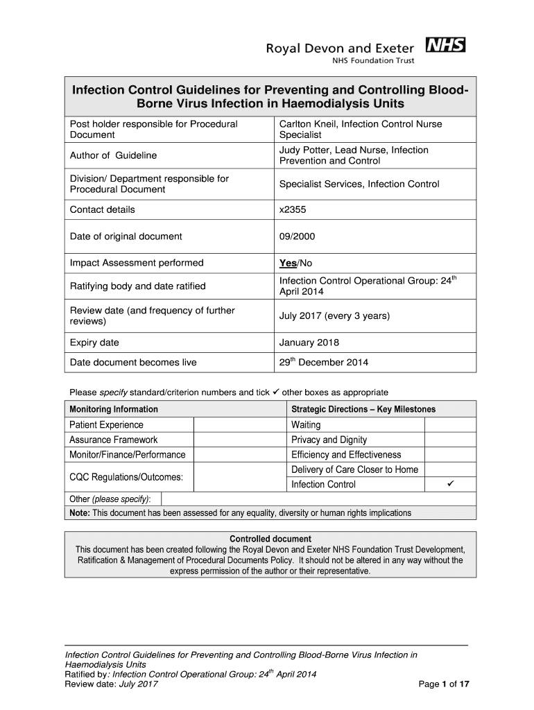 Fillable Online Infection Control Guidelines for Preventing and ...
