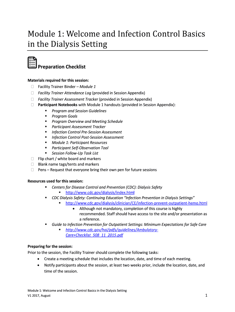 Fillable Online Module 1: Welcome and Infection Control Basics Fax ...