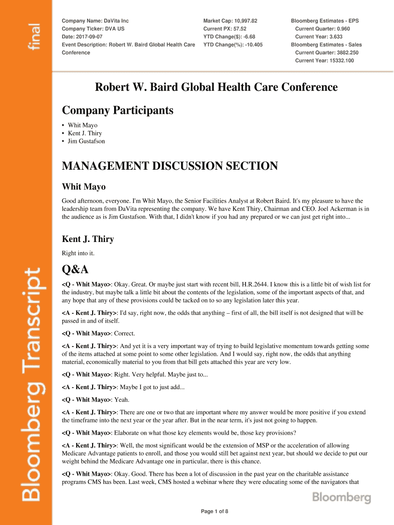 Fillable Online Company Name: DaVita Inc Fax Email Print - pdfFiller