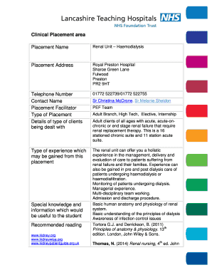Fillable Online Clinical Placement area Fax Email Print - pdfFiller
