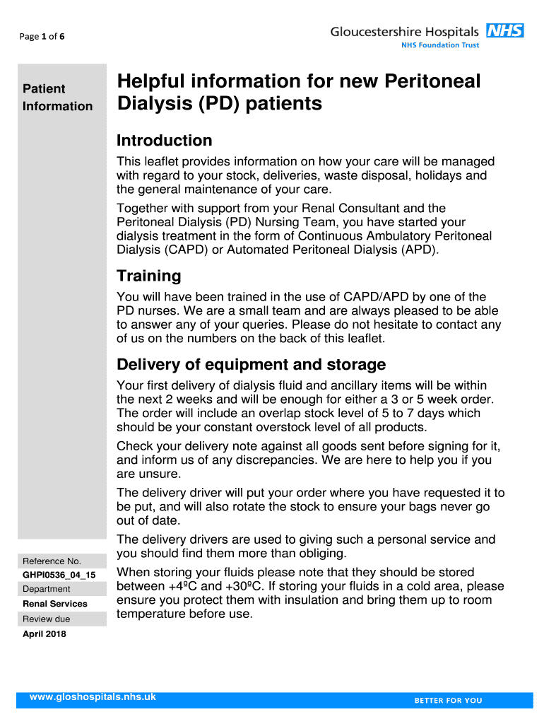 Fillable Online Helpful information for new Peritoneal Fax Email Print ...