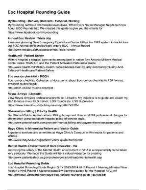 Fillable Online Eoc Hospital Rounding Guide Fax Email Print - pdfFiller