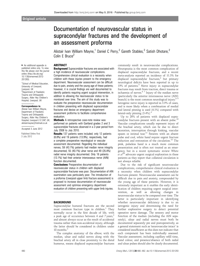 Fillable Online Documentation of neurovascular status in Fax Email ...