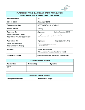 Fillable Online PLASTER OF PARIS BACKSLAB CASTS APPLICATION Fax Email ...