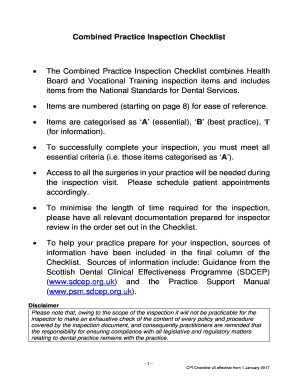 Fillable Online Combined Practice Inspection Checklist Fax Email Print ...