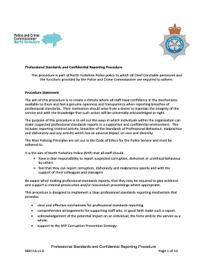 Fillable Online Professional Standards and Confidential Reporting ...