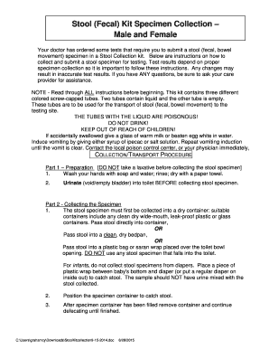 Fillable Online Stool (Fecal) Kit Specimen Collection Fax Email Print ...