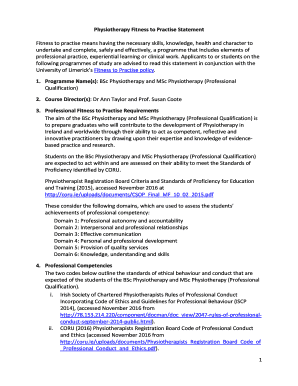 Fillable Online Physiotherapy Fitness to Practise Statement Fax Email ...
