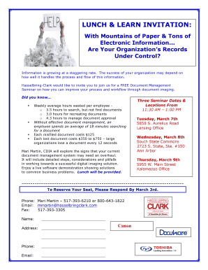 Fillable Online LUNCH & LEARN INVITATION: Fax Email Print - pdfFiller