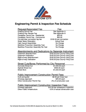 Fillable Online Engineering Permit & Inspection Fee Schedule Fax Email ...