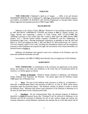 THIS SUBLEASE (Sublease), dated as of August , 2016, is by and between ...