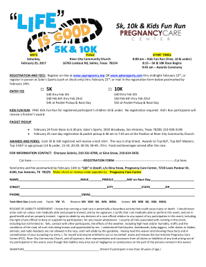 Fillable Online 5k, 10k & Kids Fun Run Fax Email Print - pdfFiller