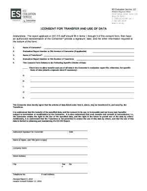 CONSENT FOR TRANSFER AND USE OF DATA Doc Template | pdfFiller