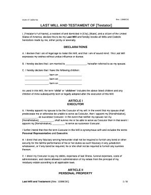 LAST WILL AND TESTAMENT OF Testator Doc Template | pdfFiller