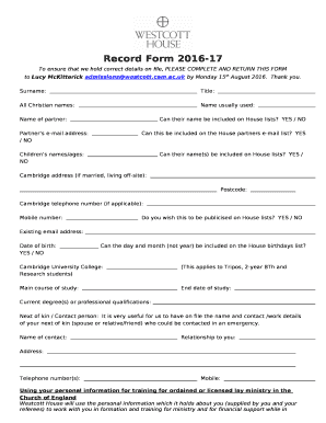 Record 2016-17 Doc Template | pdfFiller