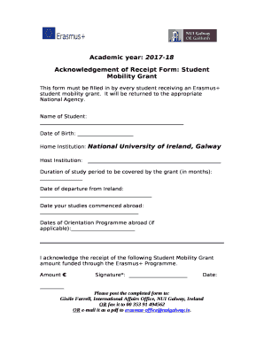 application for incoming erasmus students 2017/18 - NUI Galway Doc Template | pdfFiller