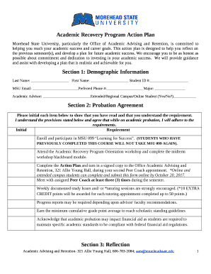 Academic Recovery Program Action Plan Doc Template | pdfFiller