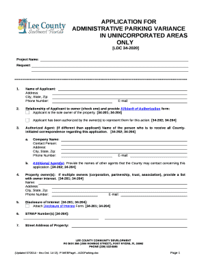 ADMINISTRATIVE PARKING VARIANCE Doc Template | pdfFiller