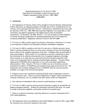 Supporting Statement for VA 21-4502 Doc Template | pdfFiller
