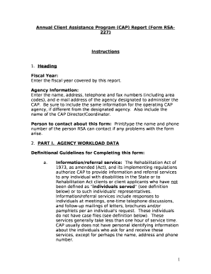 Annual Client Assistance Program (CAP) Report ( RSA-227) Doc Template ...