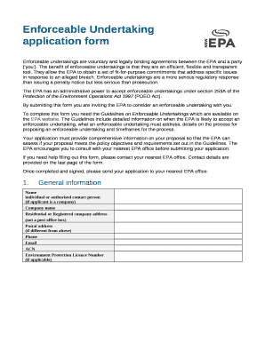 Enforceable Undertaking application Doc Template | pdfFiller