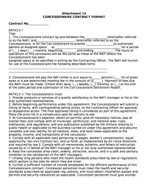 CONCESSIONAIRE CONTRACT AT Doc Template | pdfFiller
