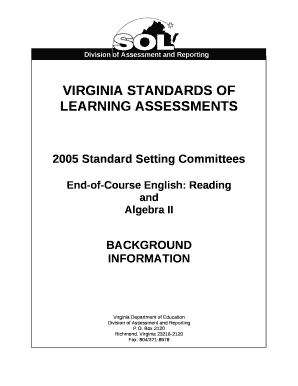 VIRGINIA STANDARDS OF LEARNING ASSESSMENTS Doc Template | pdfFiller