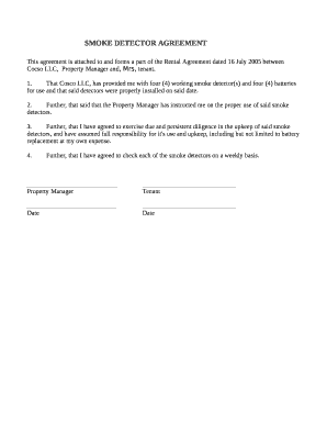 smoke detector agreement - RentLinx Doc Template | pdfFiller