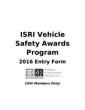 ISRI Vehicle Safety Awards Program Doc Template | pdfFiller